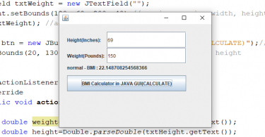 BMI calculator java netbeans – Programming Code Examples